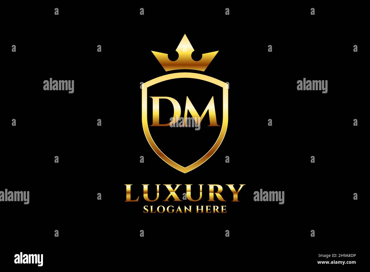 DM elegant luxury monogram logo or badge template with scrolls and ...