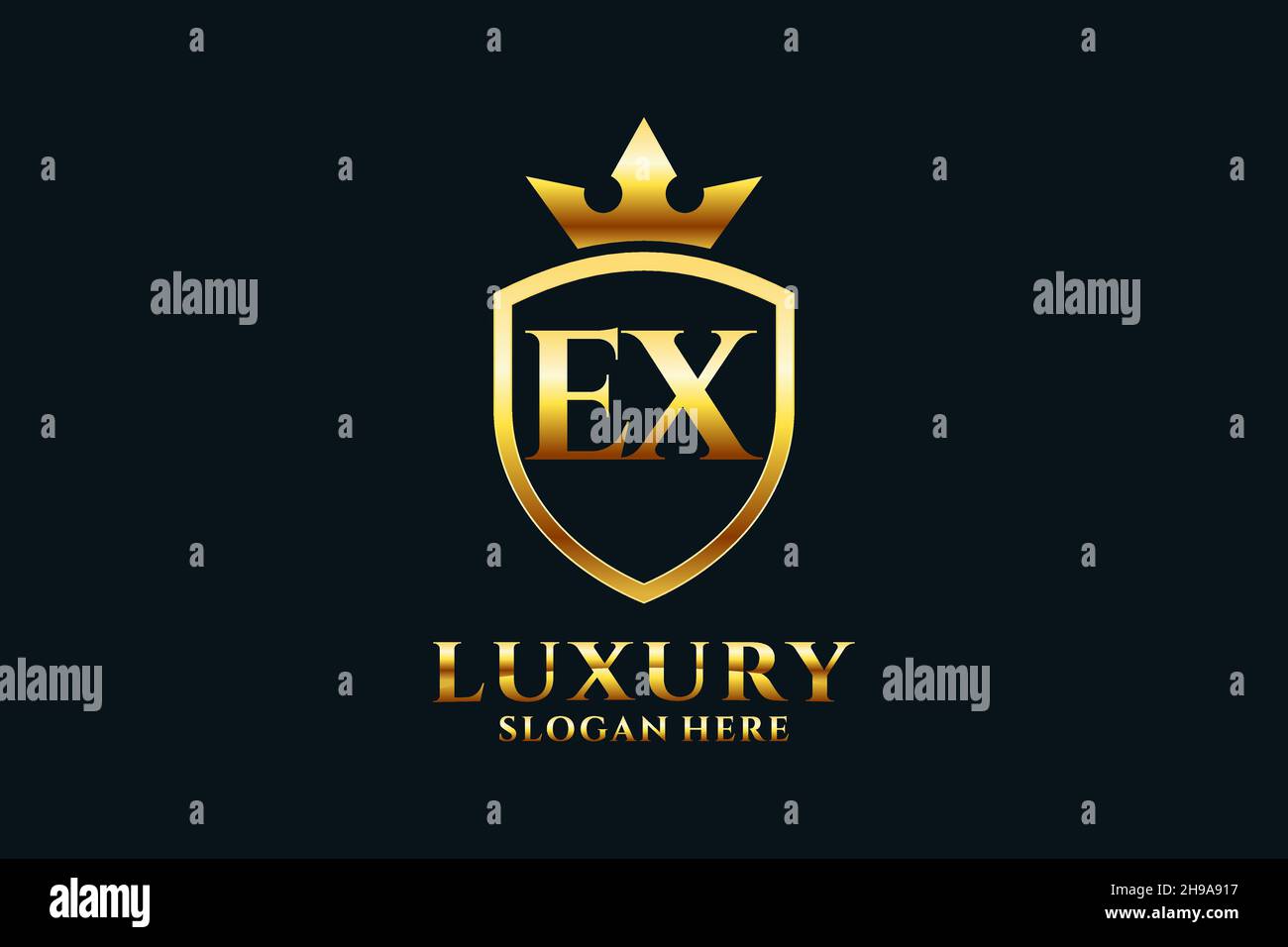 EX elegant luxury monogram logo or badge template with scrolls and ...