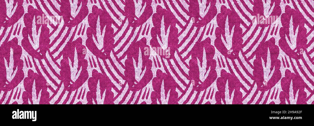 Fuchsia pink botanical seamless border edge. Modern bright tonal ...