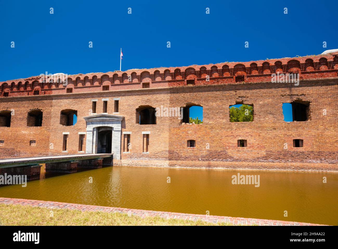 Exterior view of main entrance to Fort Jefferson. Dry Tortugas National ...