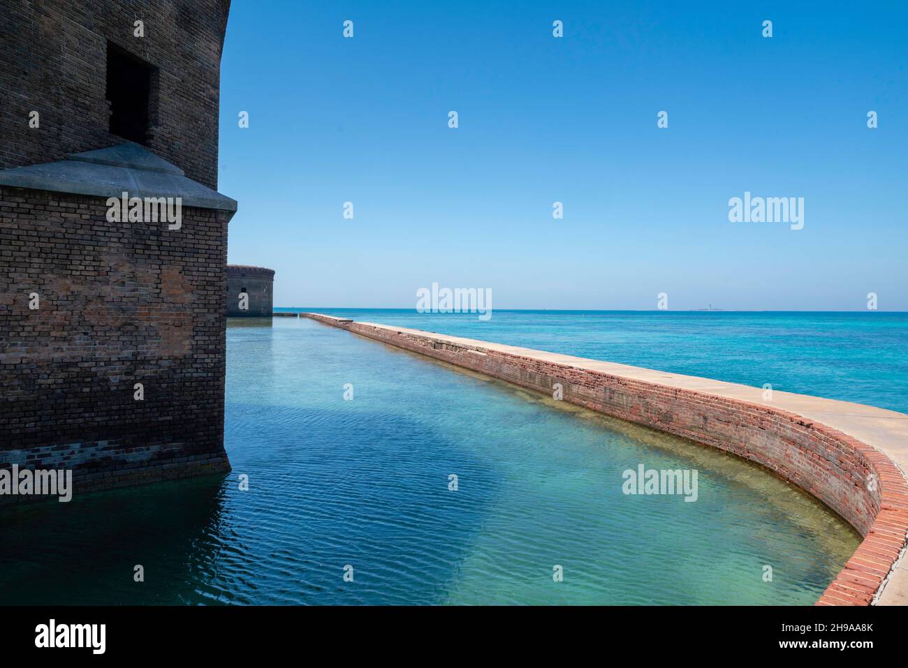 Exterior view of Fort Jefferson. Loggerhead Key is in the background ...