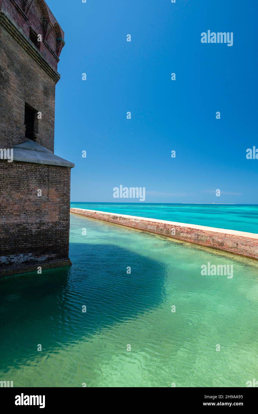 Exterior view of Fort Jefferson. Loggerhead Key is in the background ...