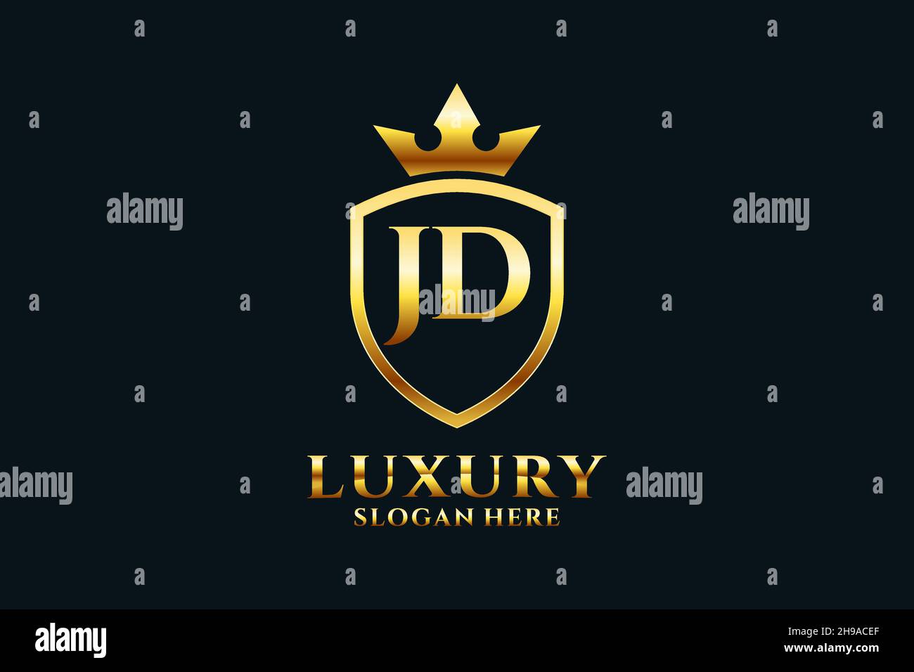 JD elegant luxury monogram logo or badge template with scrolls and ...