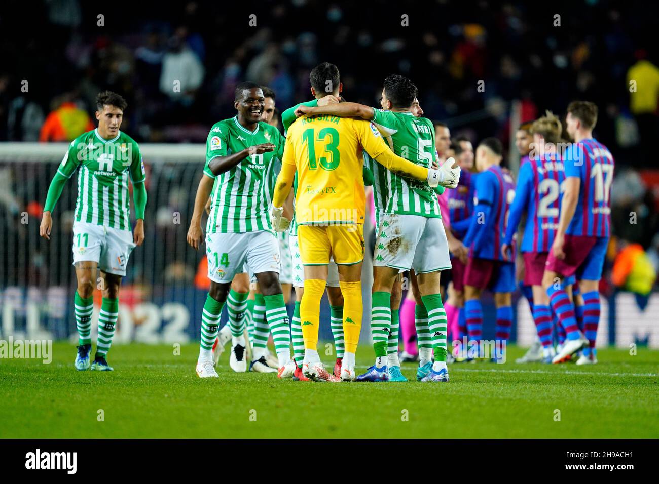 Real Betis players celebrating the victory during the La Liga match ...