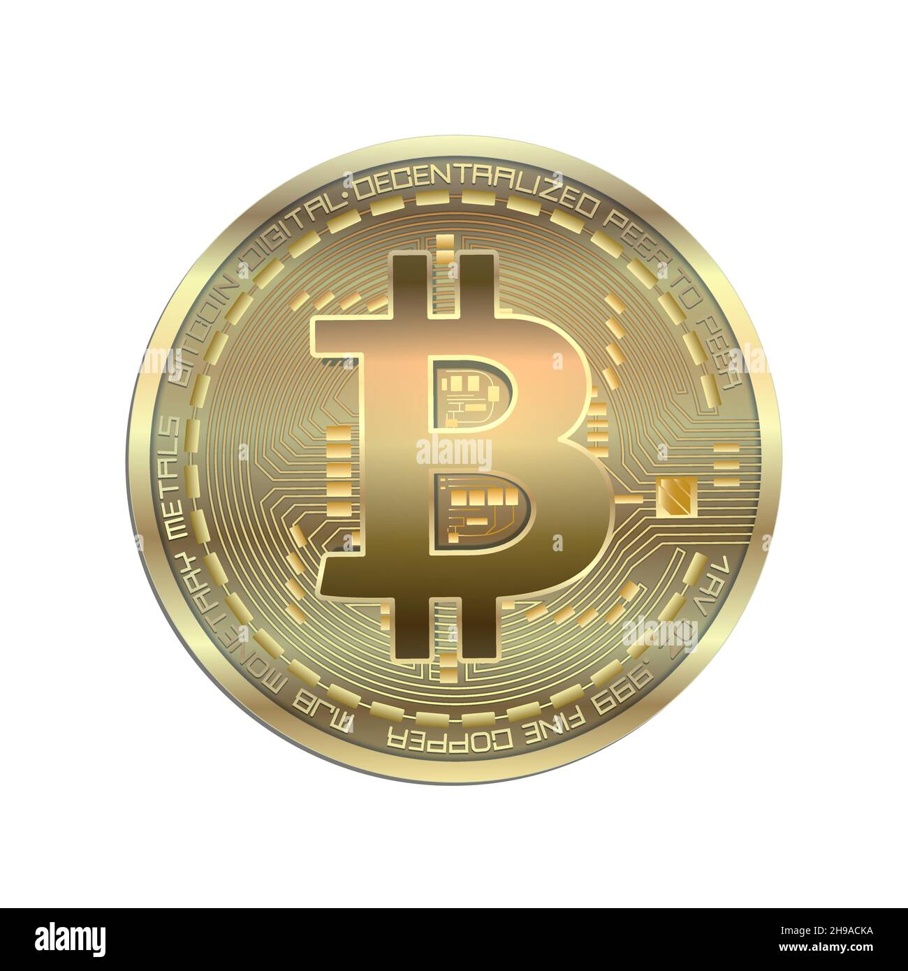 Bitcoin isolated on white background, gold coin vector Stock Vector ...