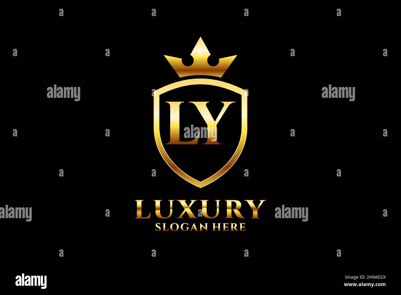 LY elegant luxury monogram logo or badge template with scrolls and royal crown - perfect for ...