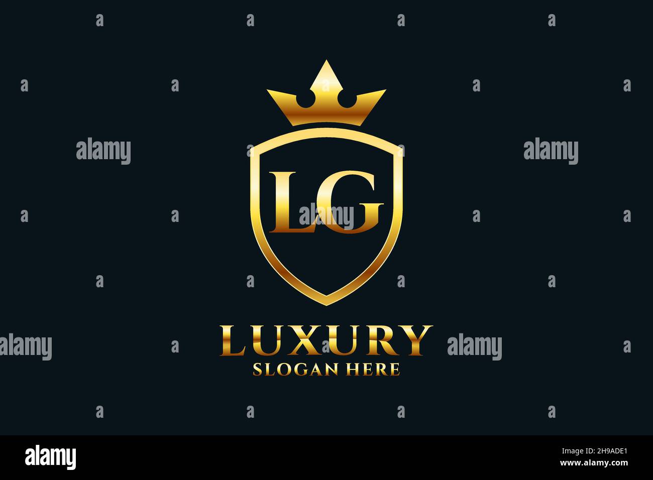 LG elegant luxury monogram logo or badge template with scrolls and ...