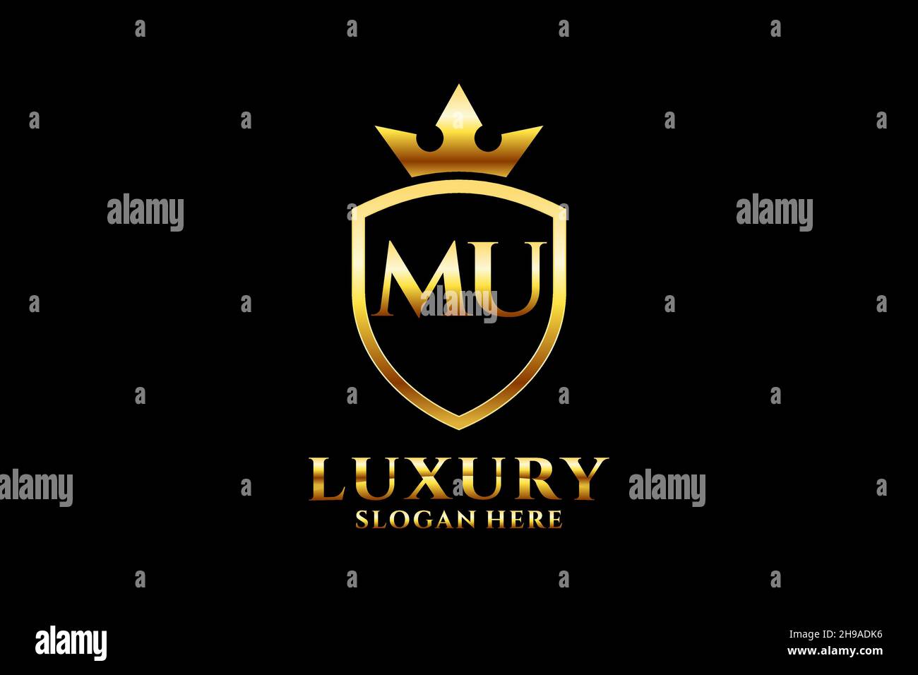 MU elegant luxury monogram logo or badge template with scrolls and ...