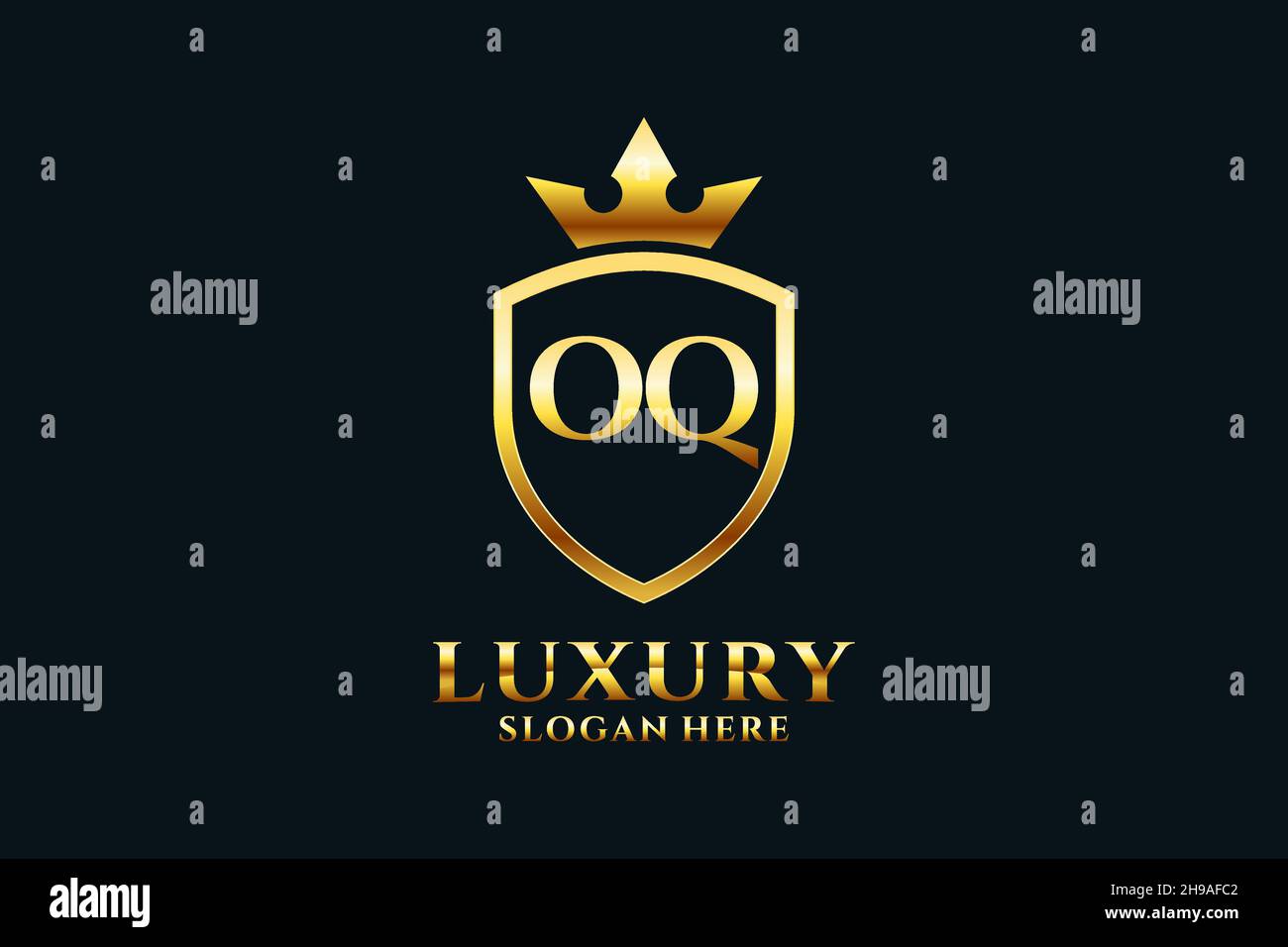 OQ elegant luxury monogram logo or badge template with scrolls and ...
