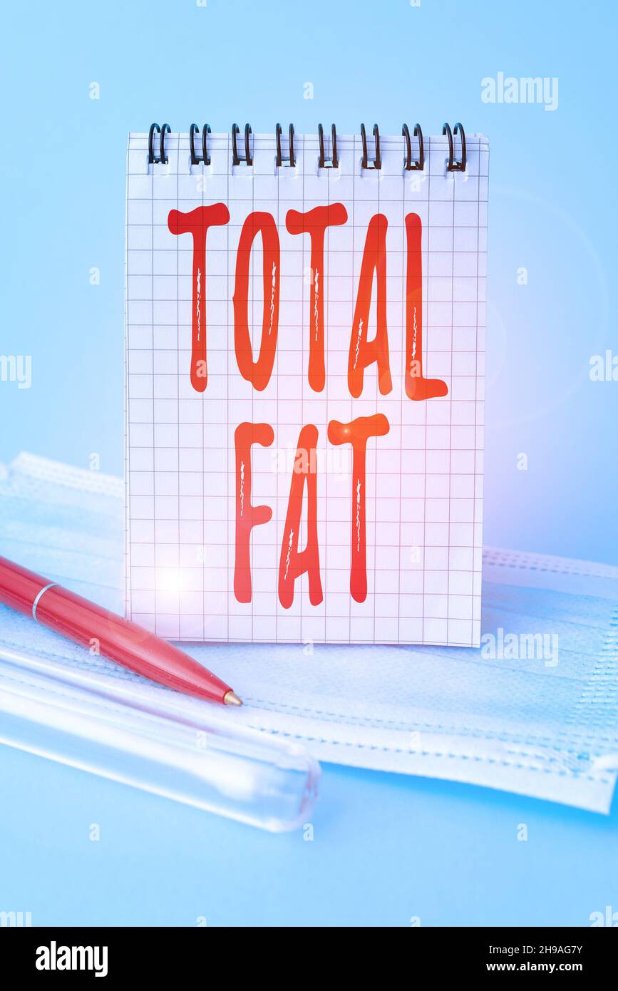 Text showing inspiration Total Fat. Word Written on combined value of ...