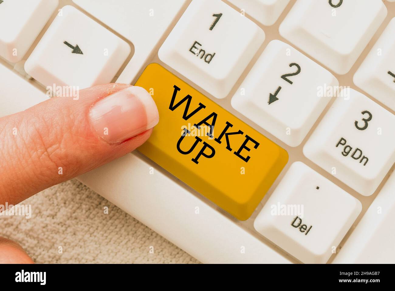 Sign displaying Wake Up. Business approach an instance of a person ...