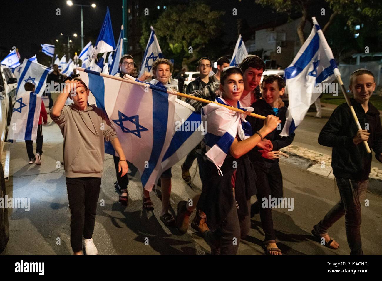 Lod, Israel. Dec 5th 2021, Israeli religious right wing public marches ...