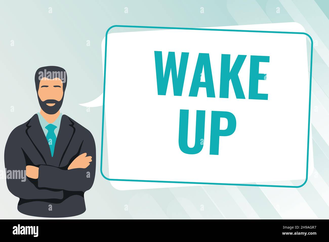 Text sign showing Wake Up. Business concept an instance of a person ...