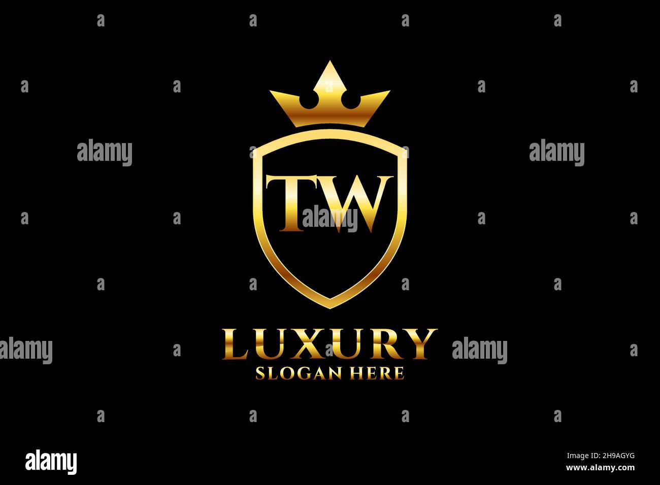 TW elegant luxury monogram logo or badge template with scrolls and ...
