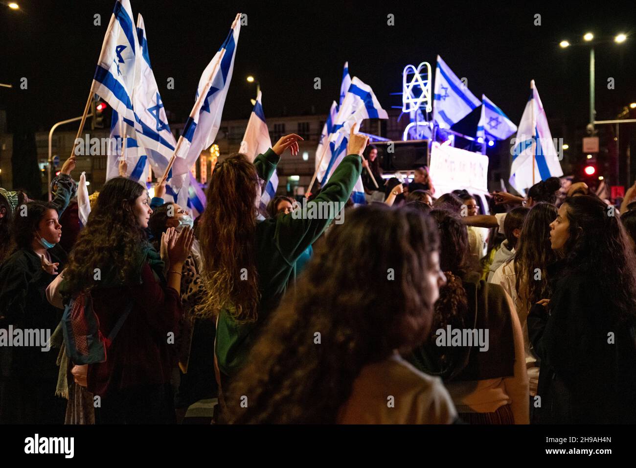 Lod, Israel. Dec 5th 2021, Israeli religious right wing public marches ...
