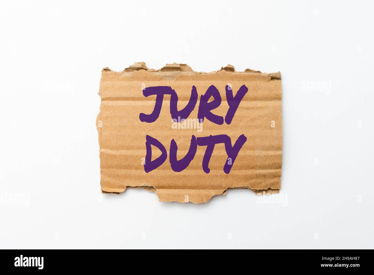 Text caption presenting Jury Duty. Word Written on obligation or a ...