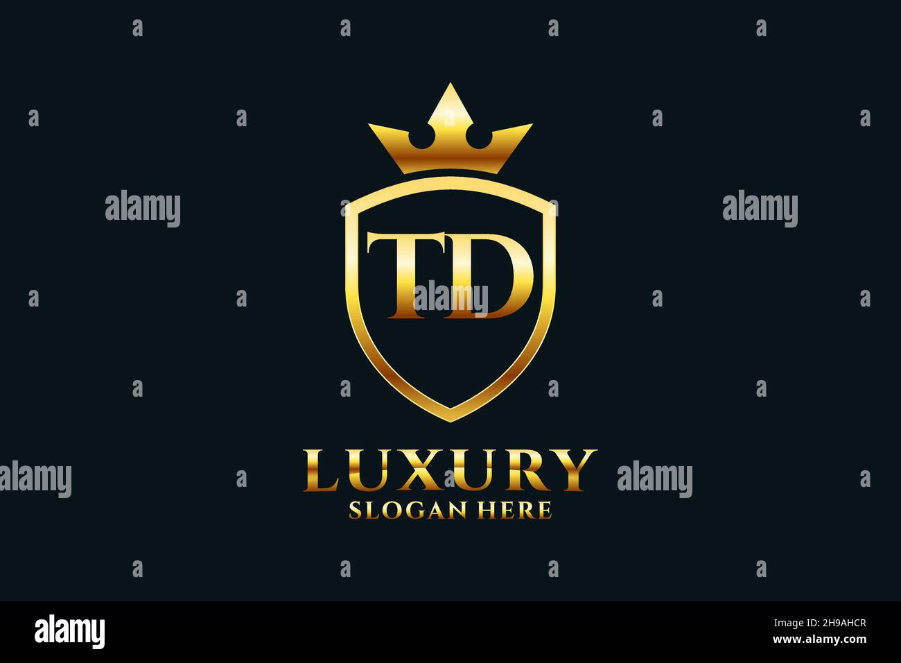 TD elegant luxury monogram logo or badge template with scrolls and ...