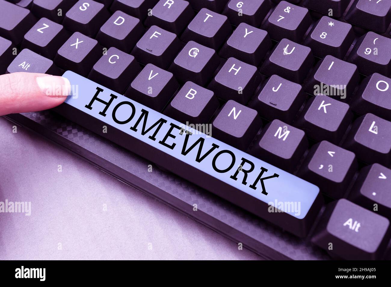 Hand writing sign Homework. Business overview schoolwork assigned to be ...