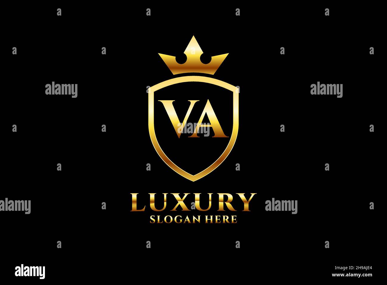 VA elegant luxury monogram logo or badge template with scrolls and ...