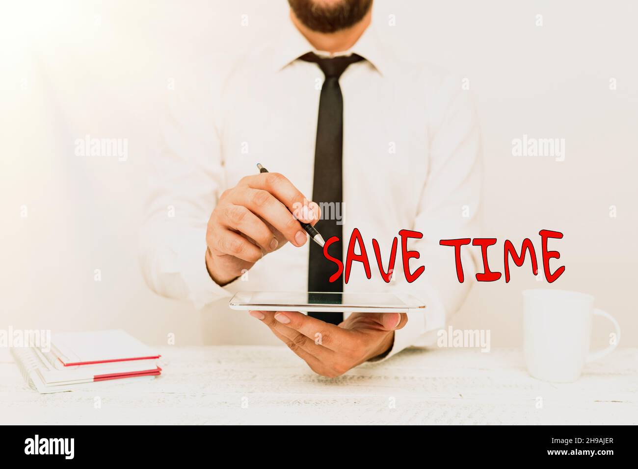 Conceptual display Save Time. Word Written on to do something more efficiently such that less ...