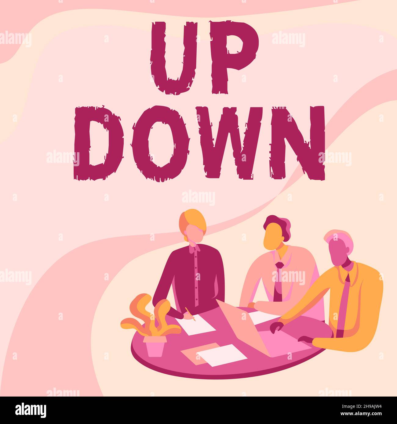 Sign displaying Up Down. Business overview To look or to feel updown ...