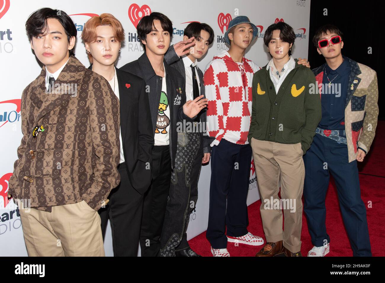 Los Angeles, California, USA. 04th Dec, 2021. (L-R) V, Suga, Jin ...