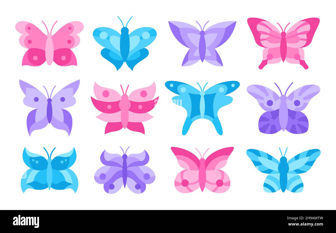 Butterfly monochrome ornate set. Elegant exotic butterflies and moths ...