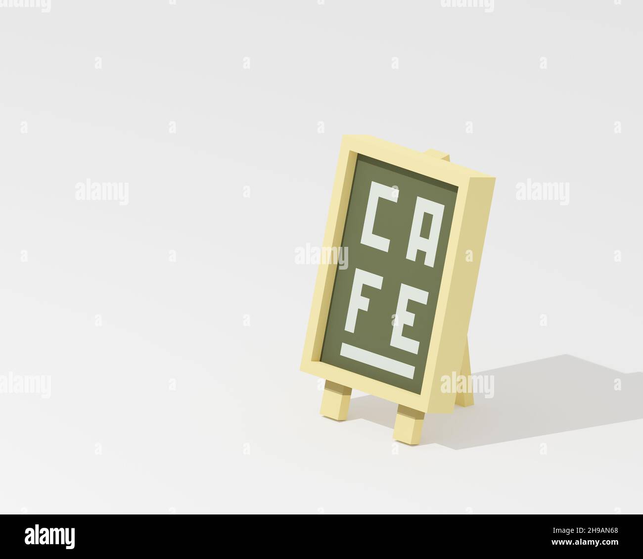 Cafe signboard, a digital art of wooden board A stand isometric voxel ...