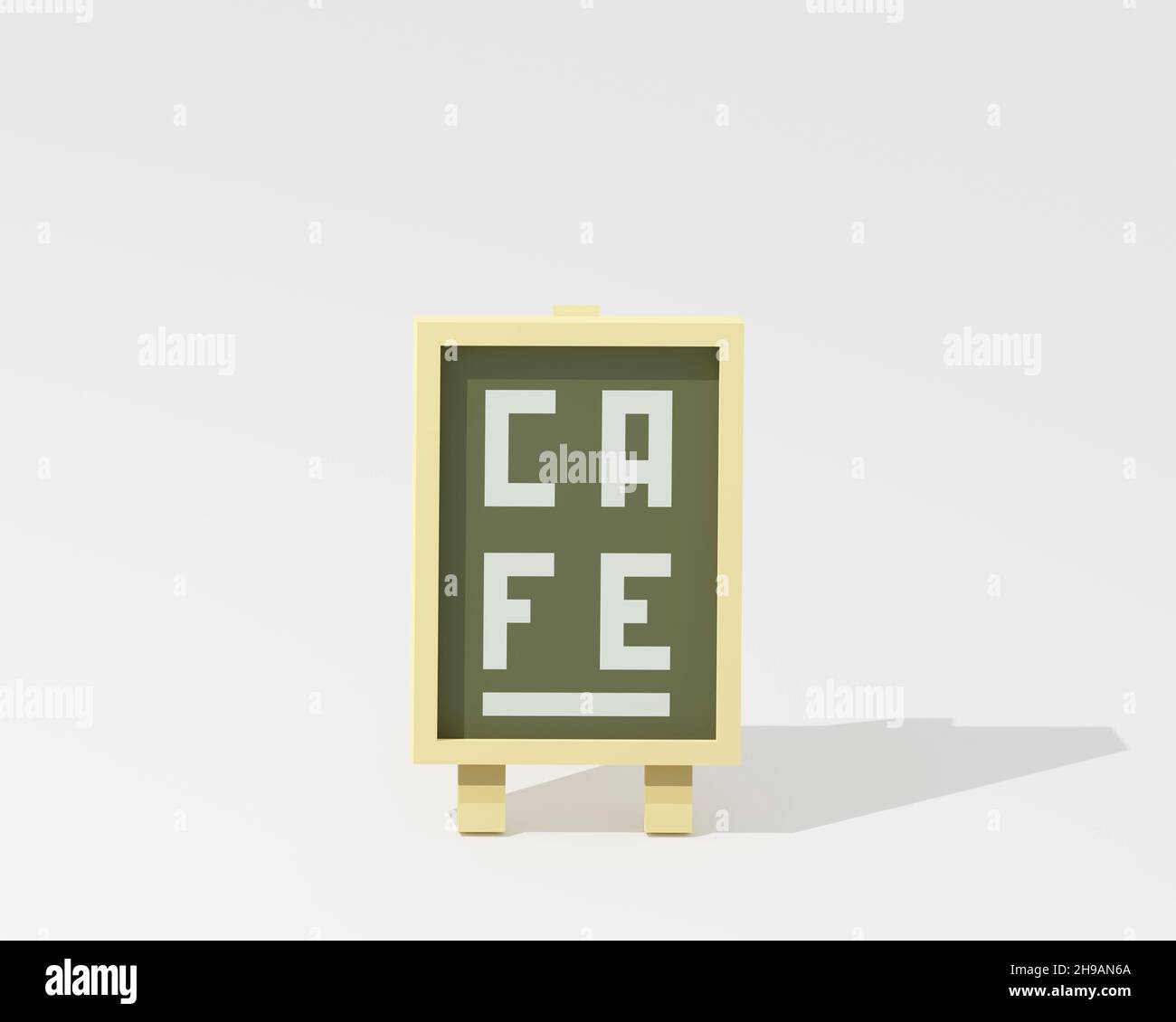 Cafe signboard, a digital art of wooden board A stand isometric voxel ...