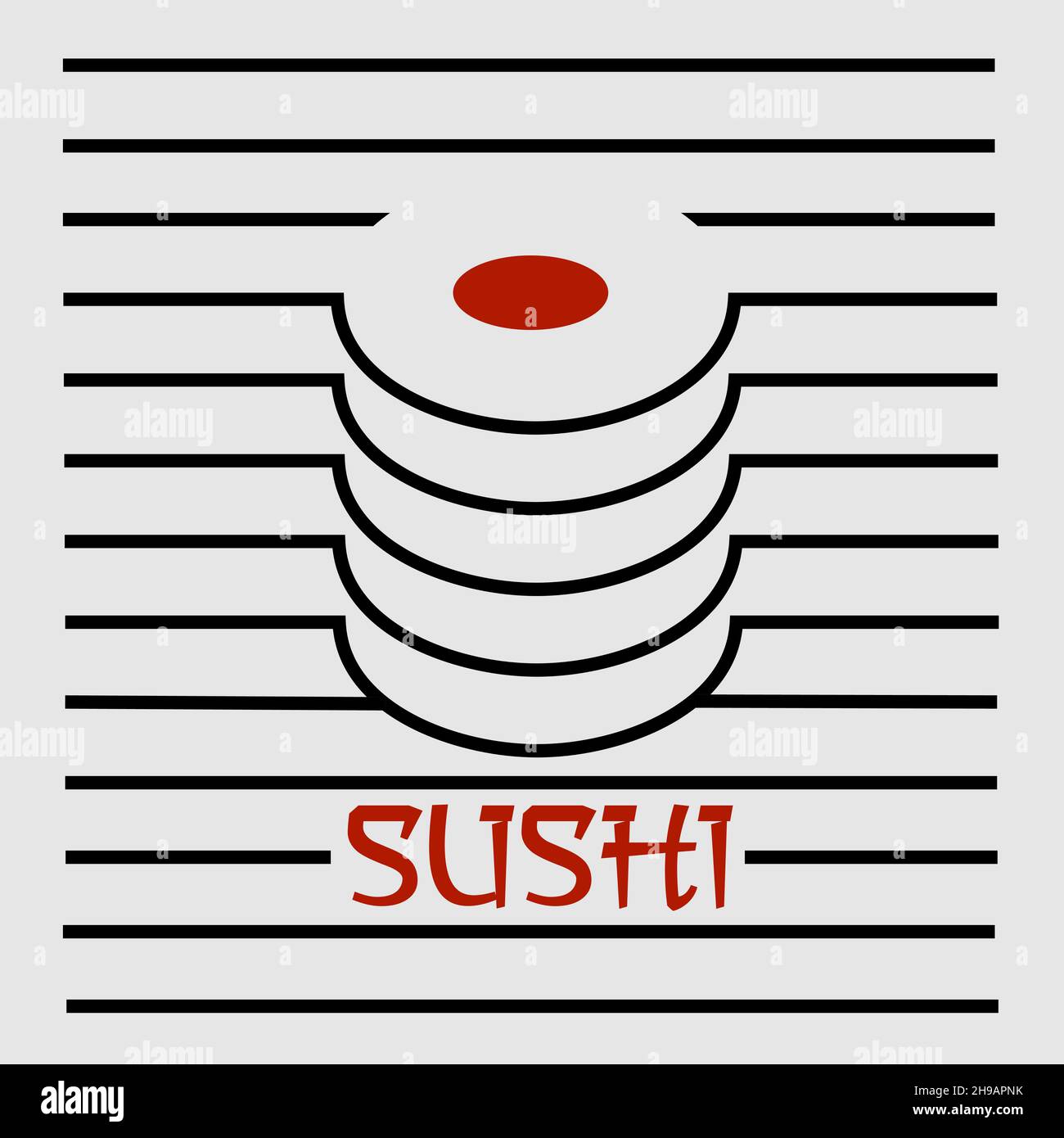Abstract minimal Asian kitchen with sushi shape lines 1 Stock Vector ...