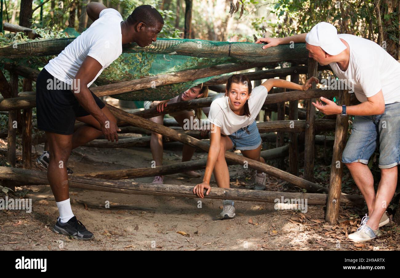 Emotional competition to overcome obstacle course in an amusement park ...