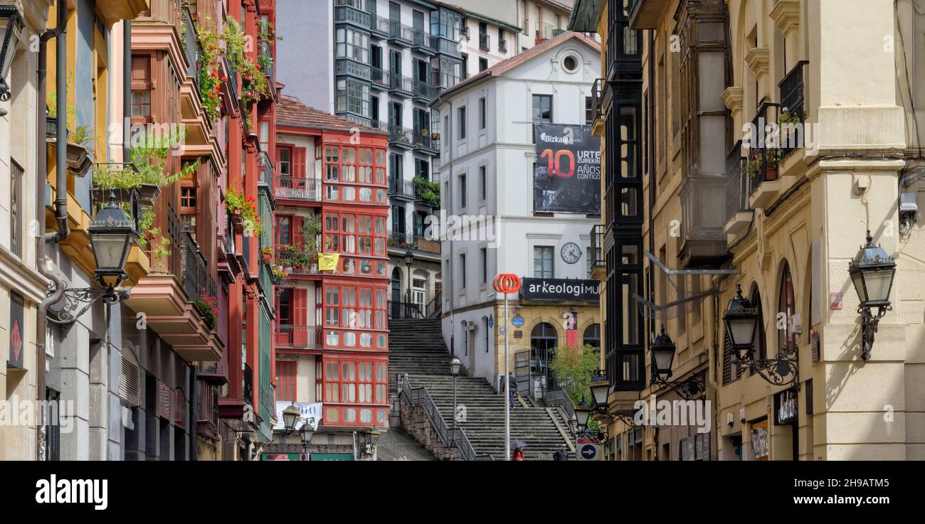 Buildings in the old town, Bilbao, Biscay Province, Basque County ...