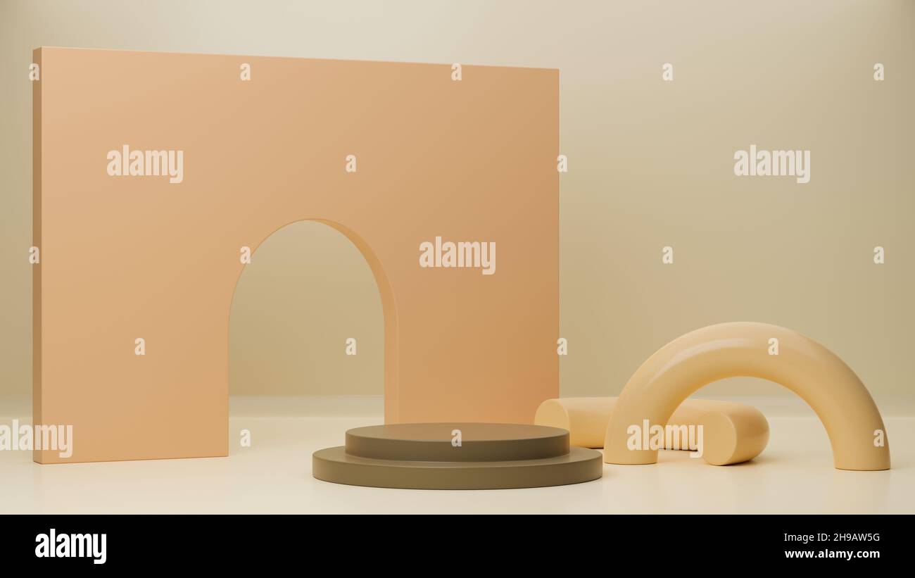 Modern graphic pedestal with abstract geometric shapes on the pastel ...