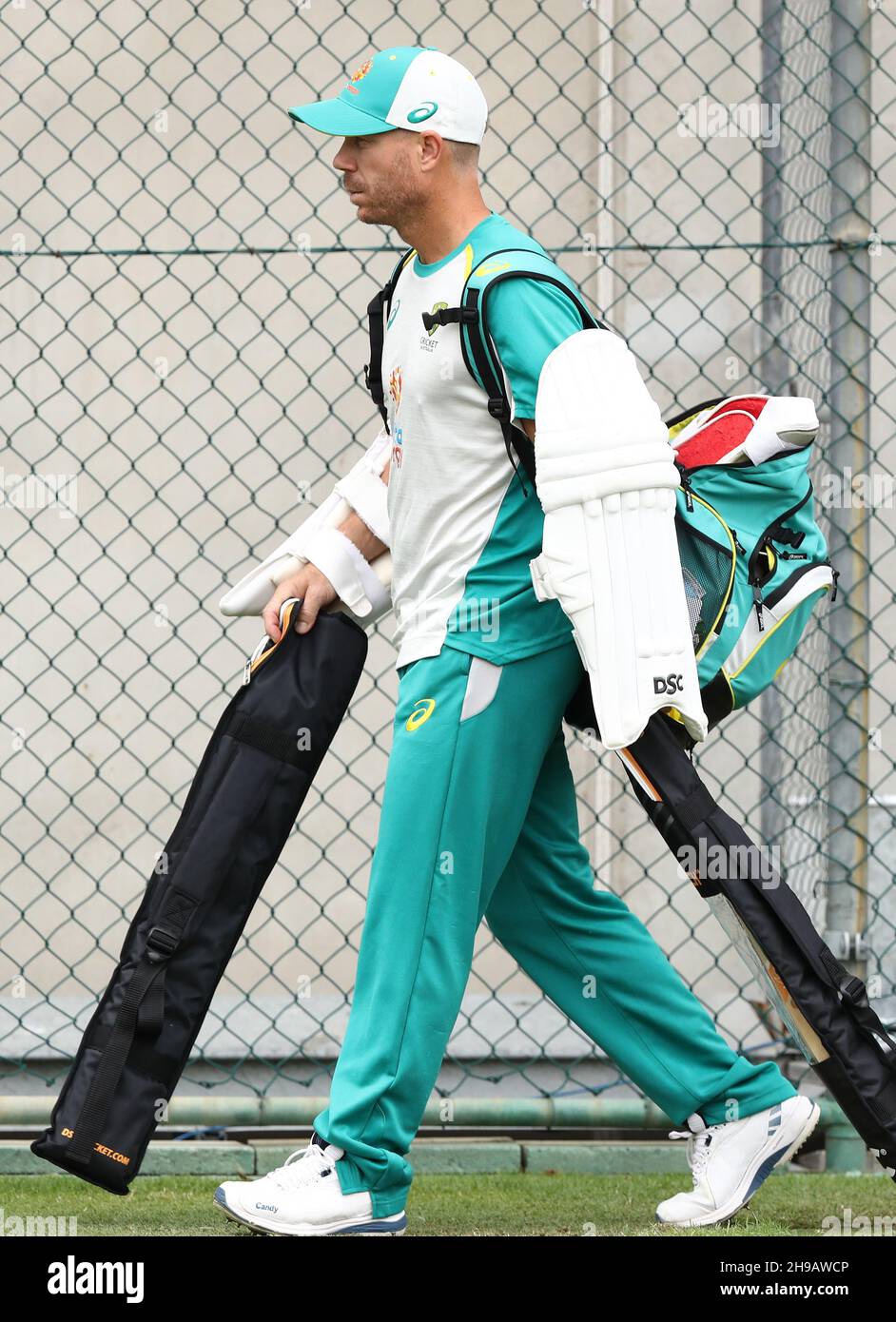 Australia's David Warner during a nets session at The Gabba, Brisbane ...