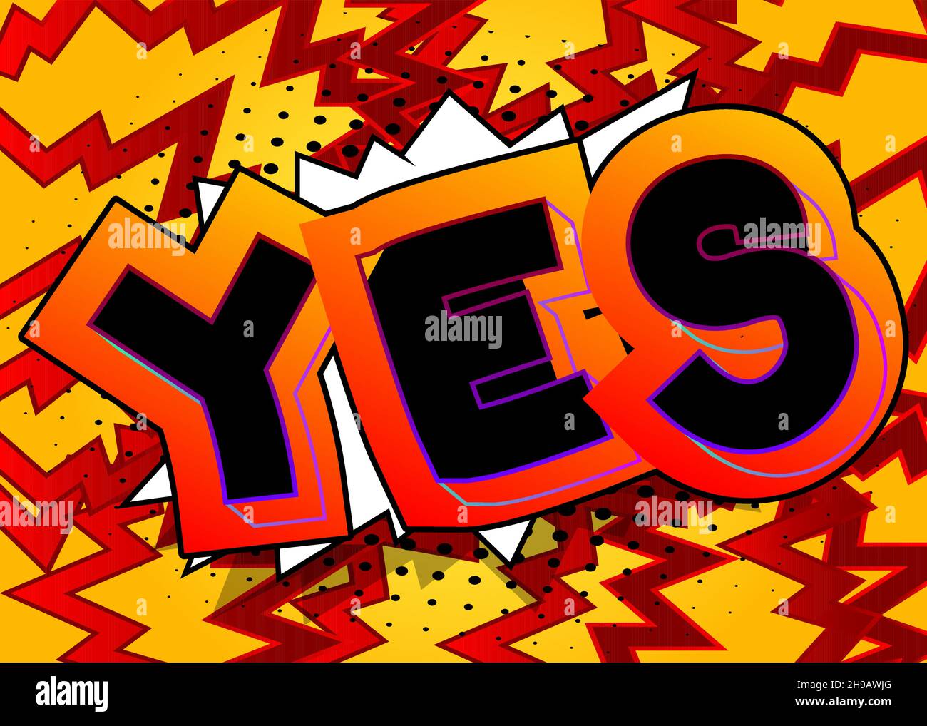 Yes. Comic book word text on abstract comics background. Retro pop art ...