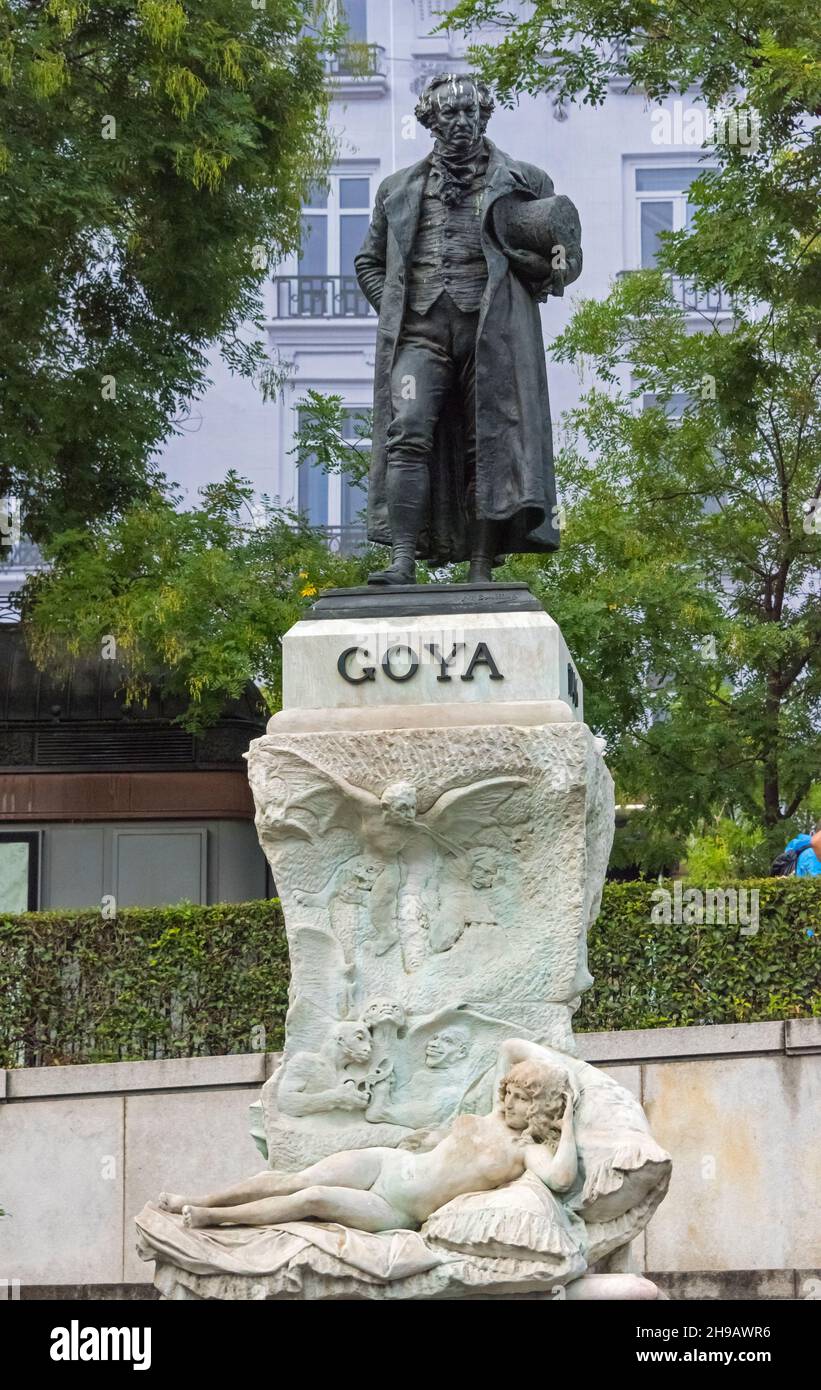 Statue of Francisco de Goya, the most important Spanish artist of the ...