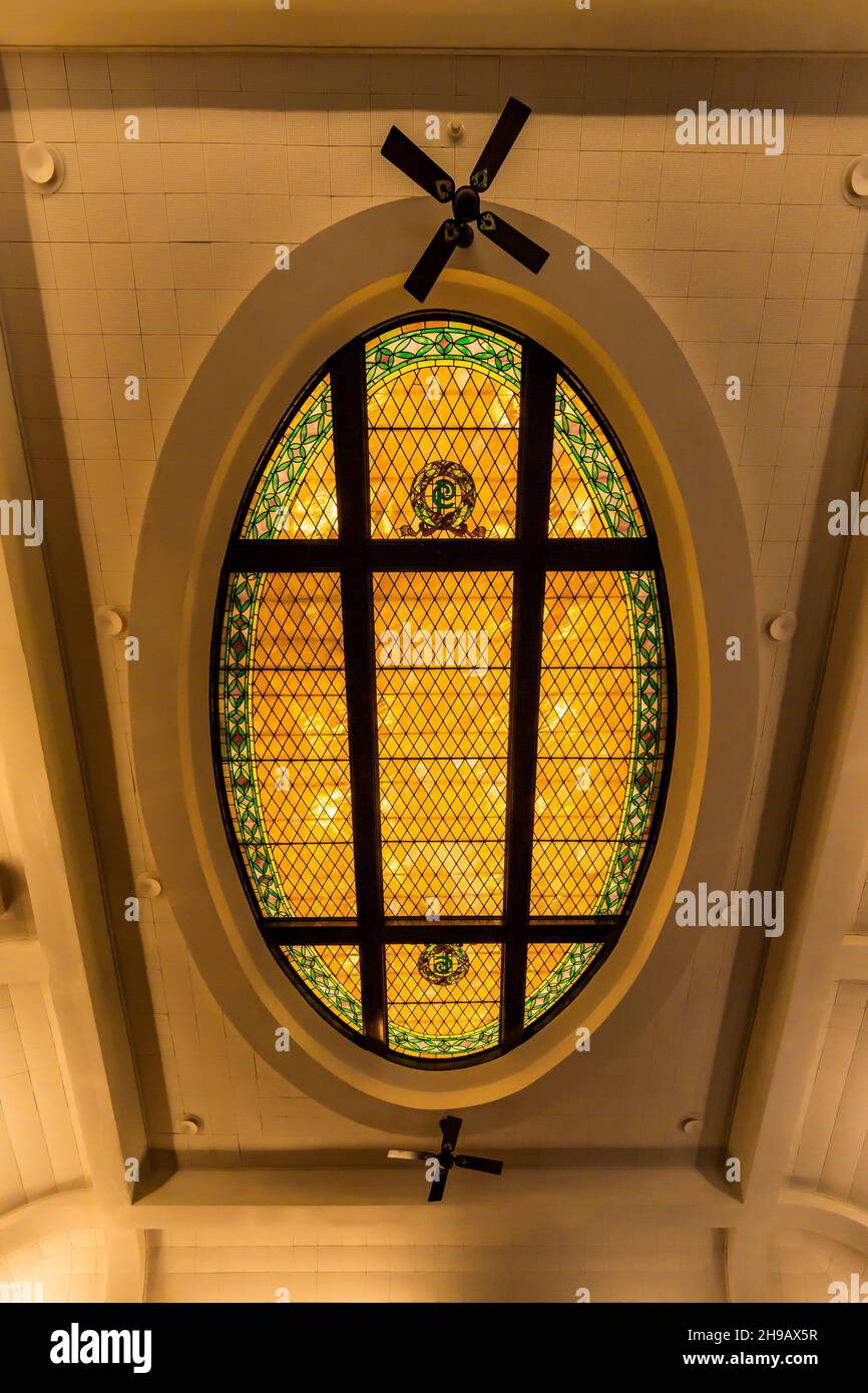 Stained glass window from 1910, in a courtroom of the Pacific County ...
