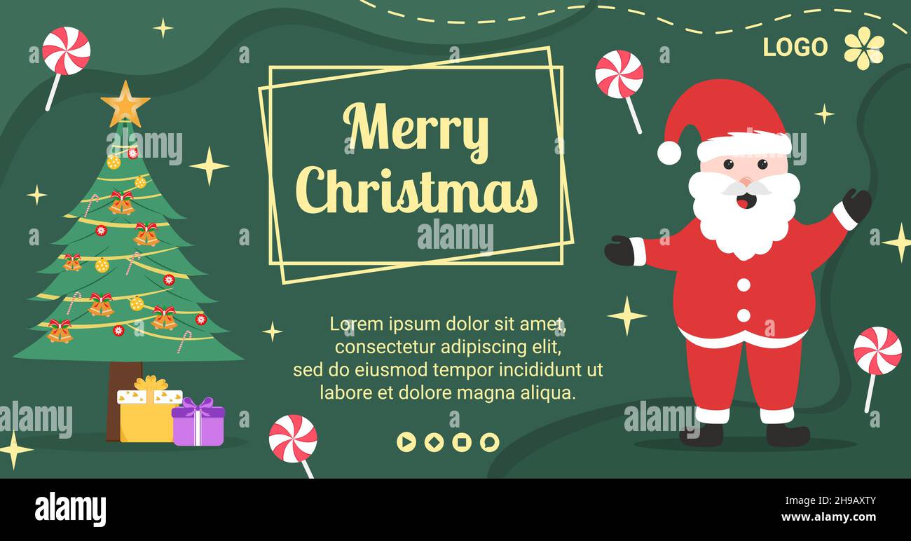 Merry Christmas Day Post Template Flat Design Illustration Editable of ...