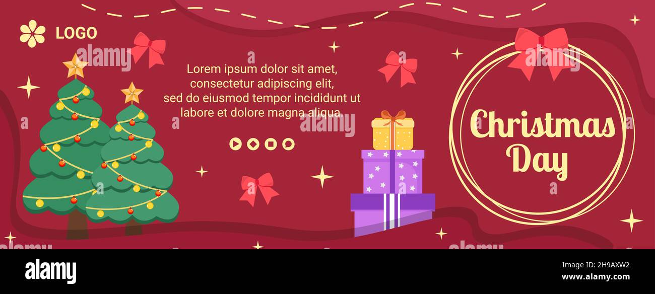 Merry Christmas Day Cover Template Flat Design Illustration Editable of ...