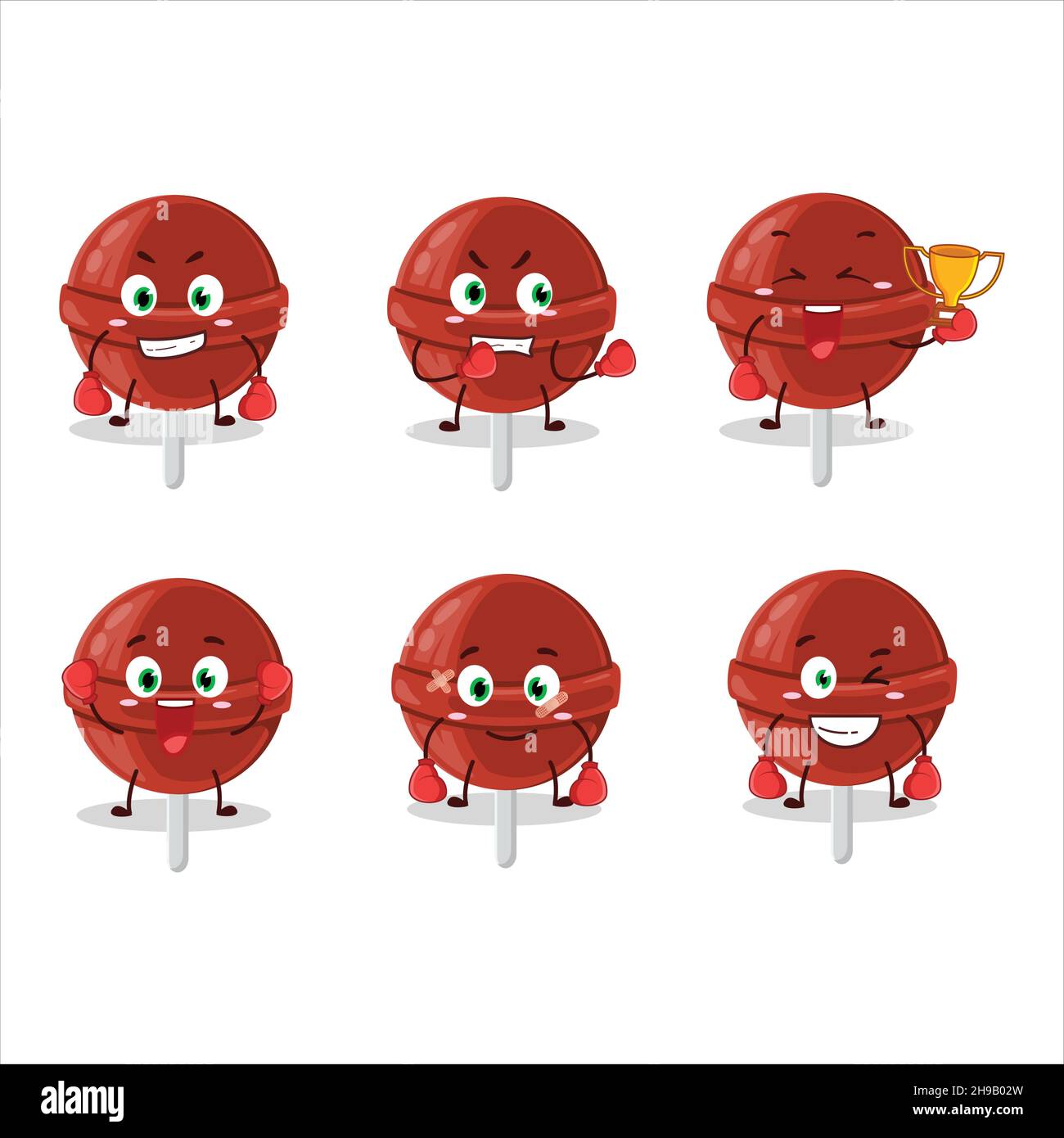 A sporty sweet strawberry lollipop boxing athlete cartoon mascot design ...