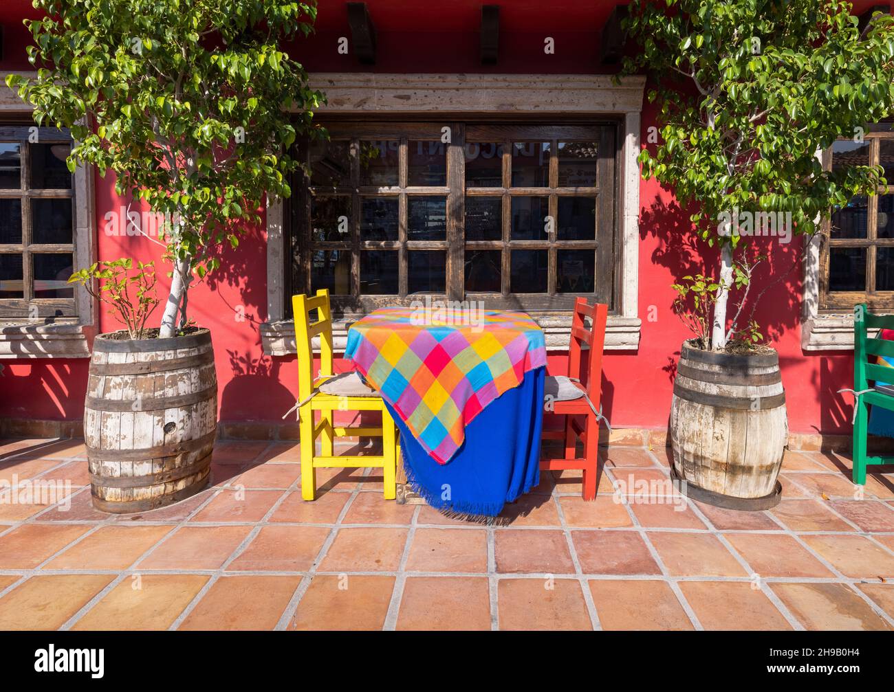Scenic colonial streets, cafes and restaurants of Cabo San Lucas in ...