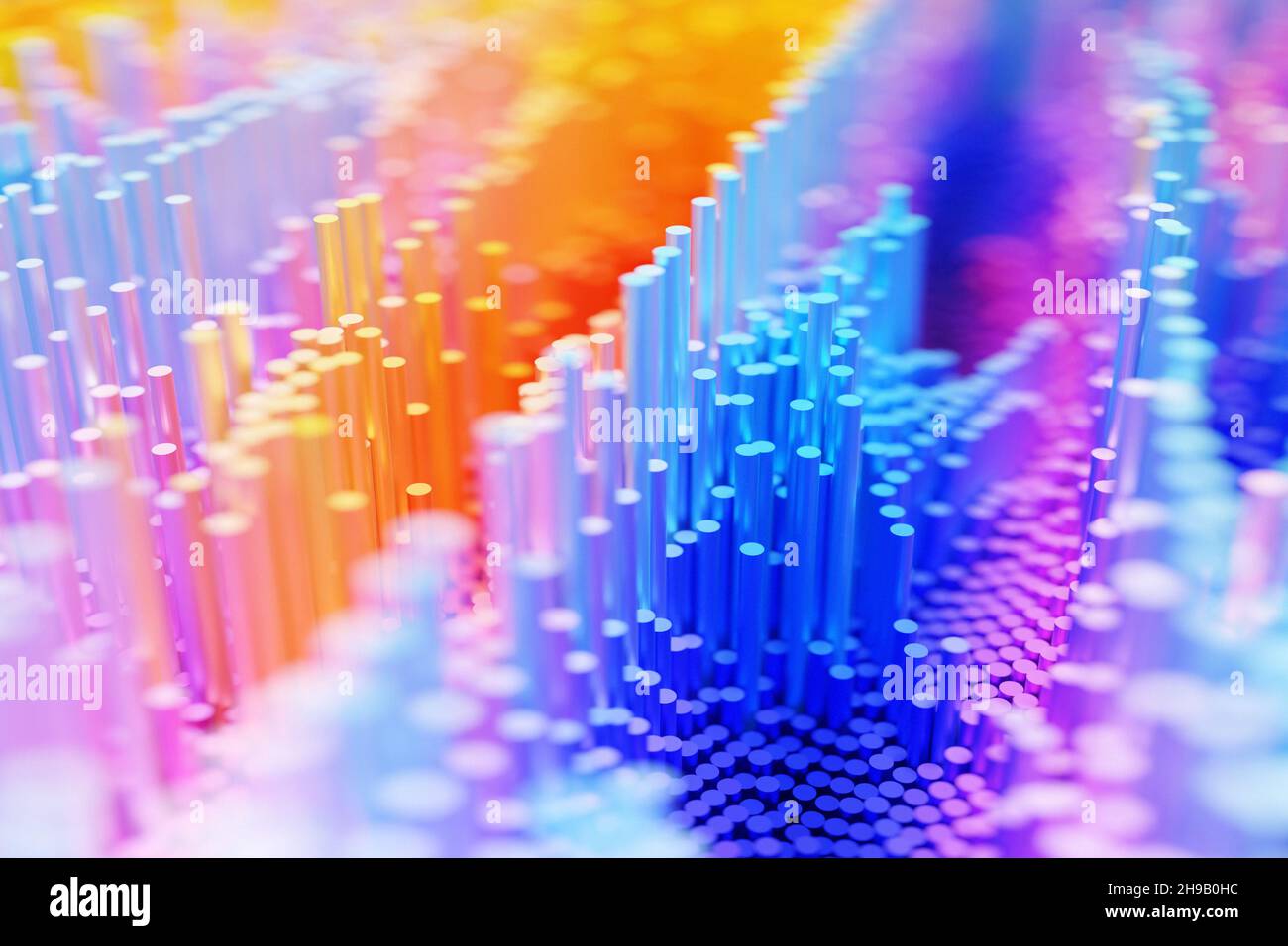 Abstract background with vertical disruptions of colorful stripes, flow ...