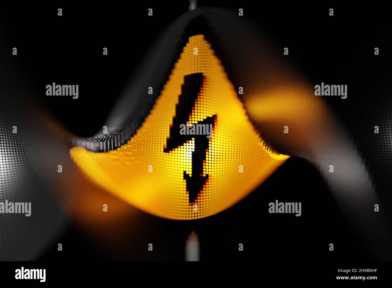 3D illustration high voltage icon, danger symbol on white isolated ...