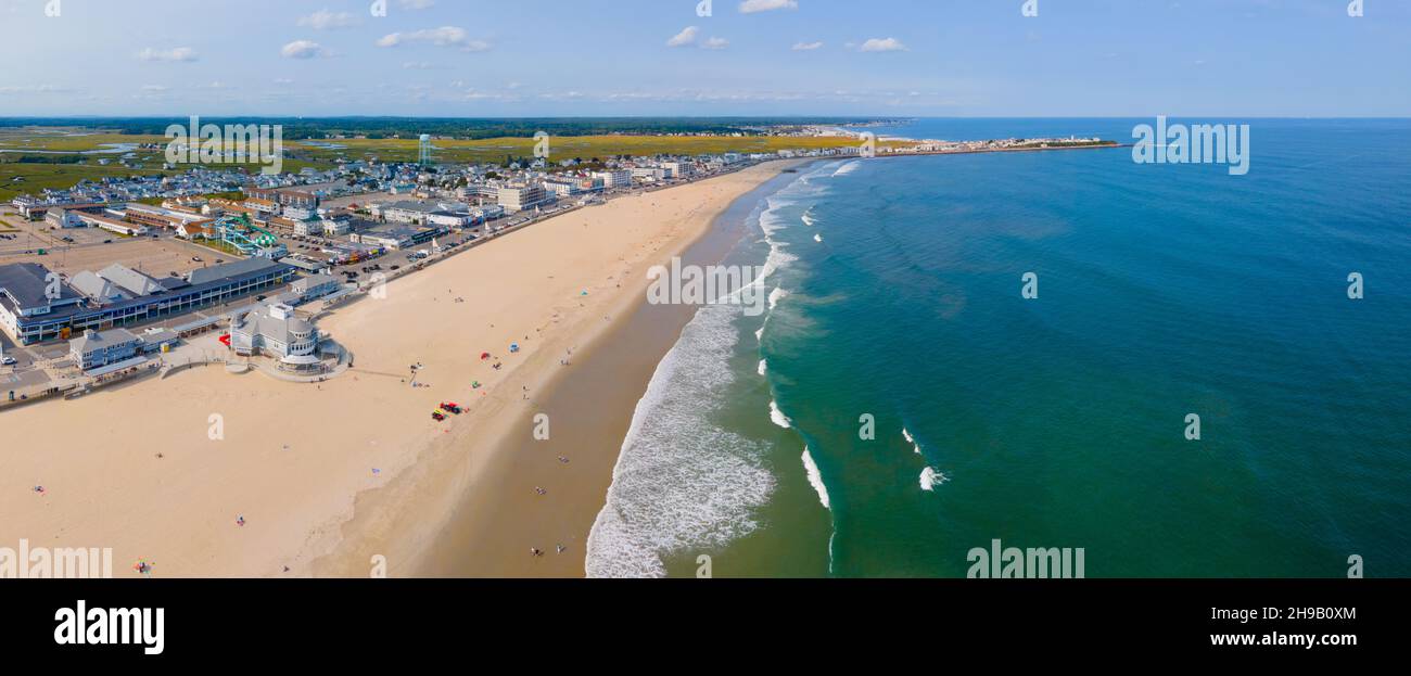 Hampton Beach panorama aerial view including historic waterfront ...