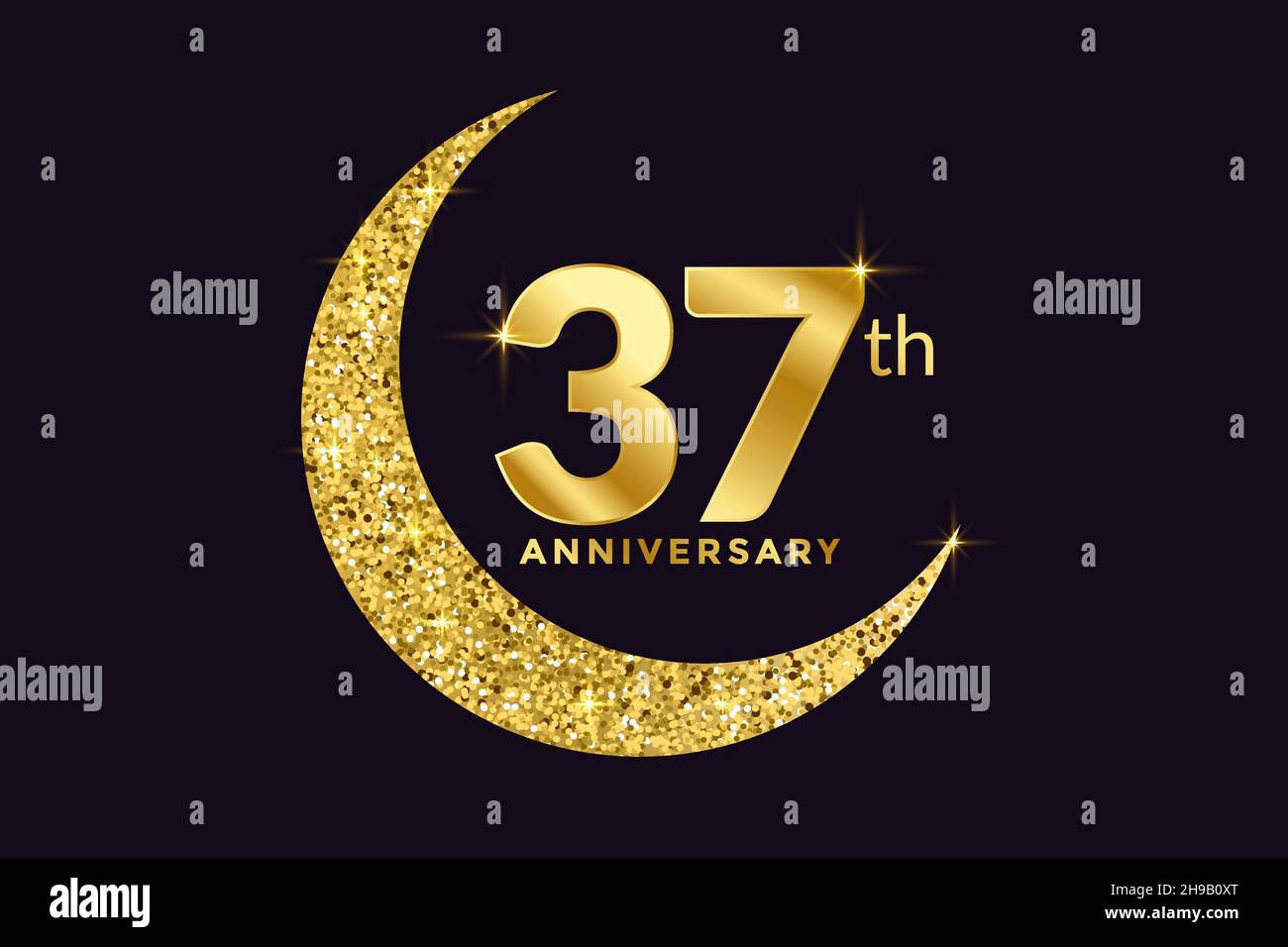 Thirty Seven Years Anniversary Celebration Golden Emblem in Black ...