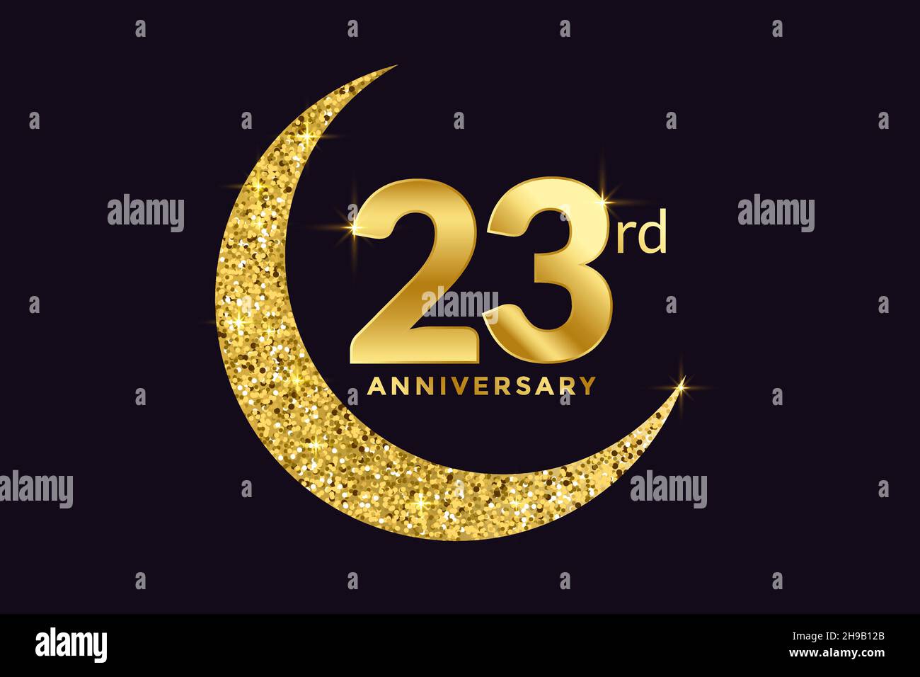 Twenty Three Years Anniversary Celebration Golden Emblem in Black Background. Number 23 Luxury ...