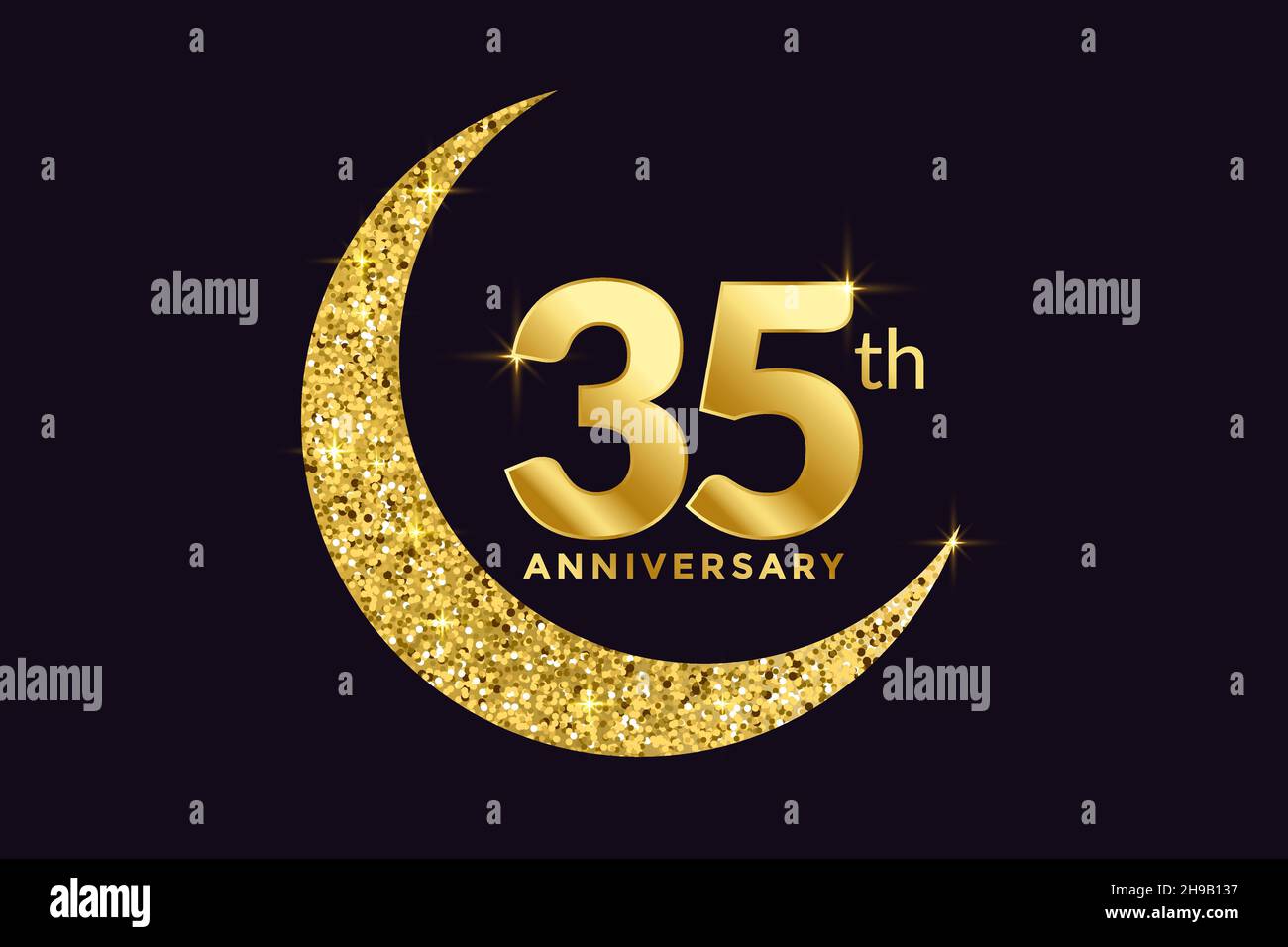 Thirty Five Years Anniversary Celebration Golden Emblem in Black Background. Number 35 Luxury ...