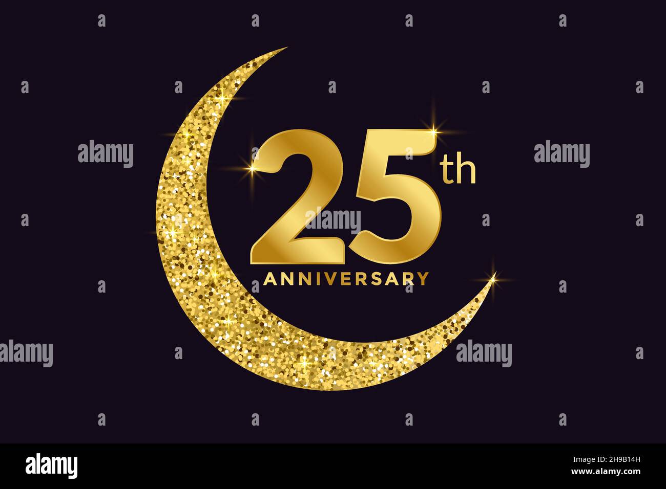 Twenty Five Years Anniversary Celebration Golden Emblem in Black ...