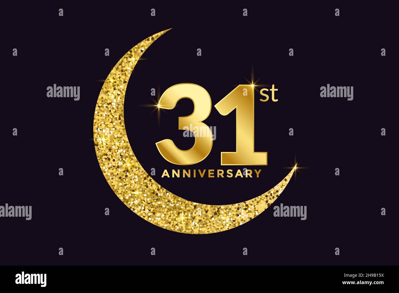 Thirty One Years Anniversary Celebration Golden Emblem in Black ...