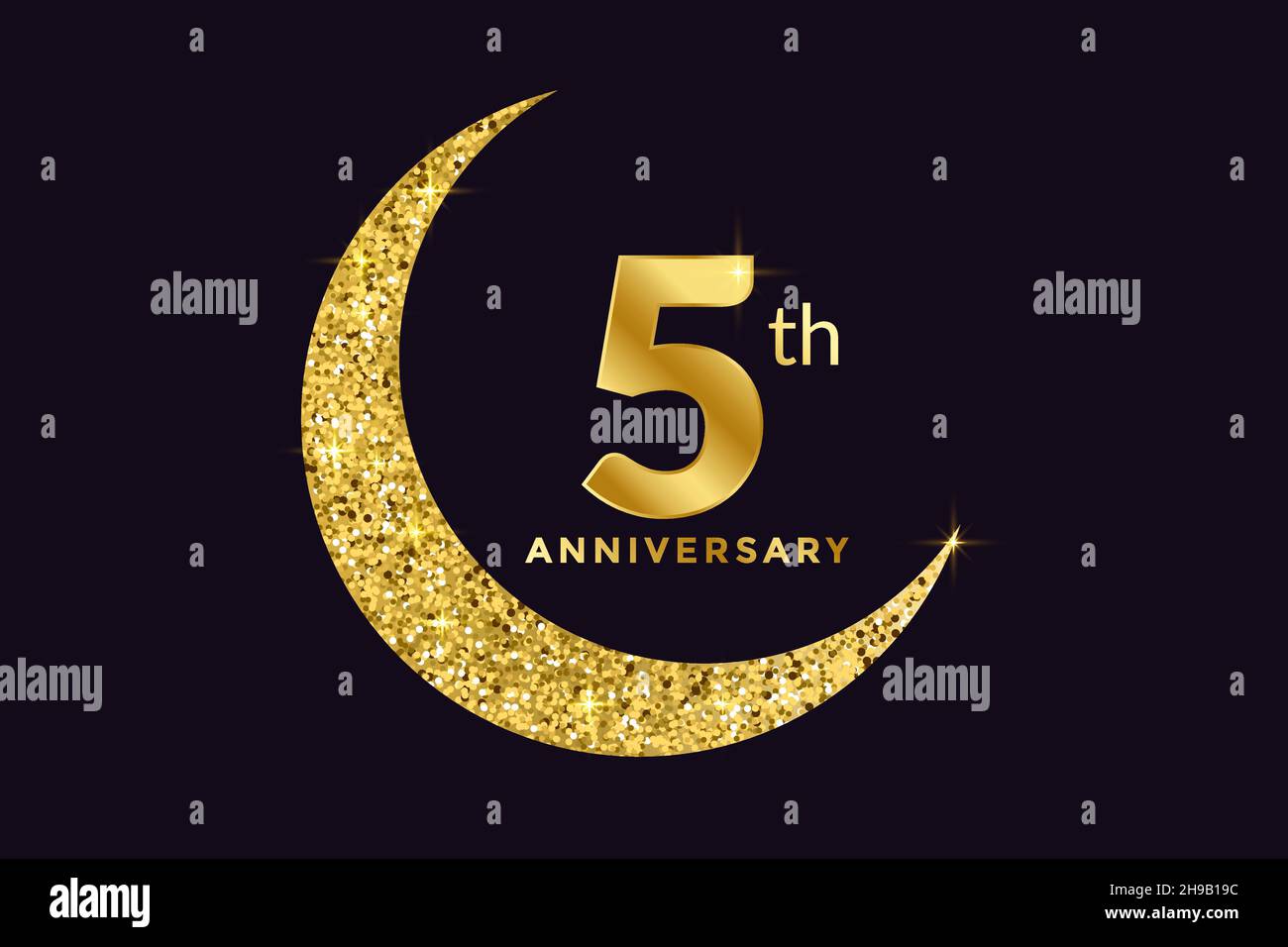 Five Years Anniversary Celebration Golden Emblem in Black Background ...